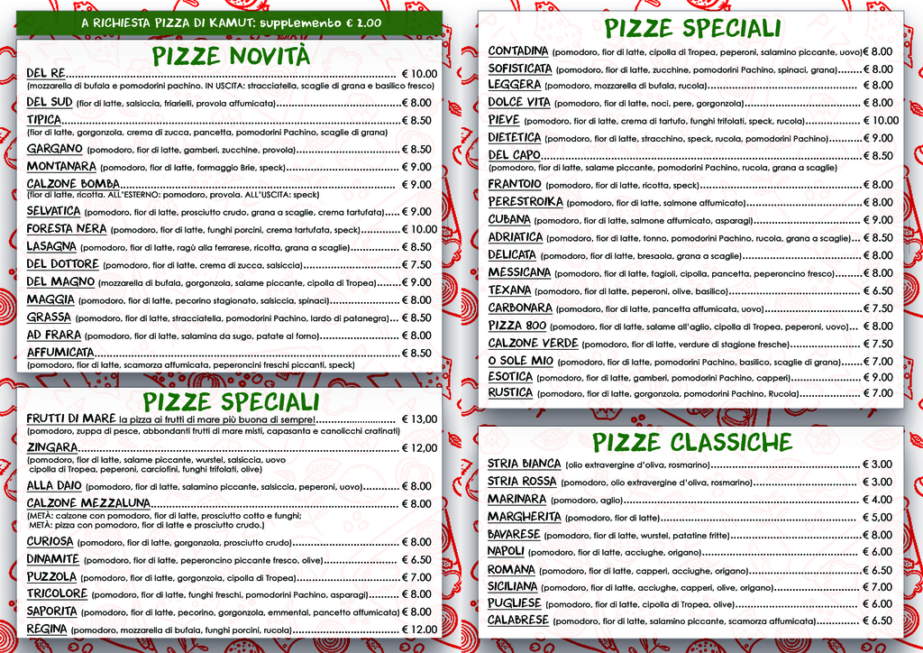 Menu Pizze Ristorante Ottocento Qr - Ristorante Ottocento da Daio - Ferrara